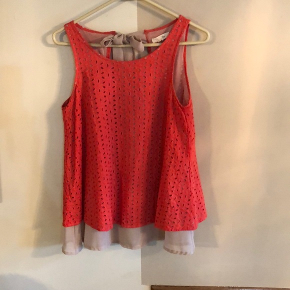 Rye | Tops | Beautiful Coral Flowy Flouncy Tank Top With Crpe Bow On ...